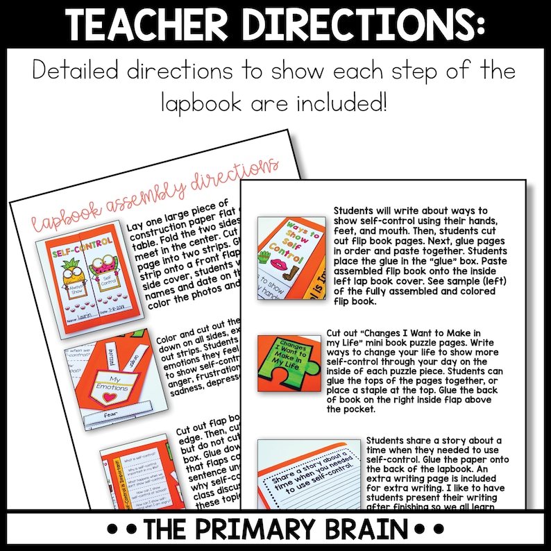 Self-control Lapbook Activity, Social Emotional Learning Writing Craft ...