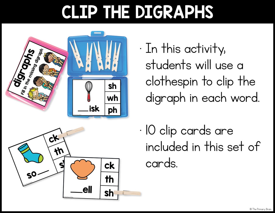 Digraphs Clip Cards for Phonics Task Card Boxes Literacy - Etsy