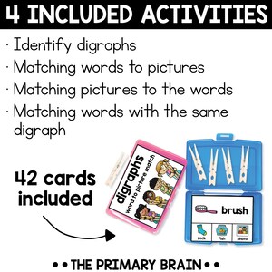 Digraphs Clip Cards for Phonics Task Card Boxes, Literacy Centers ...