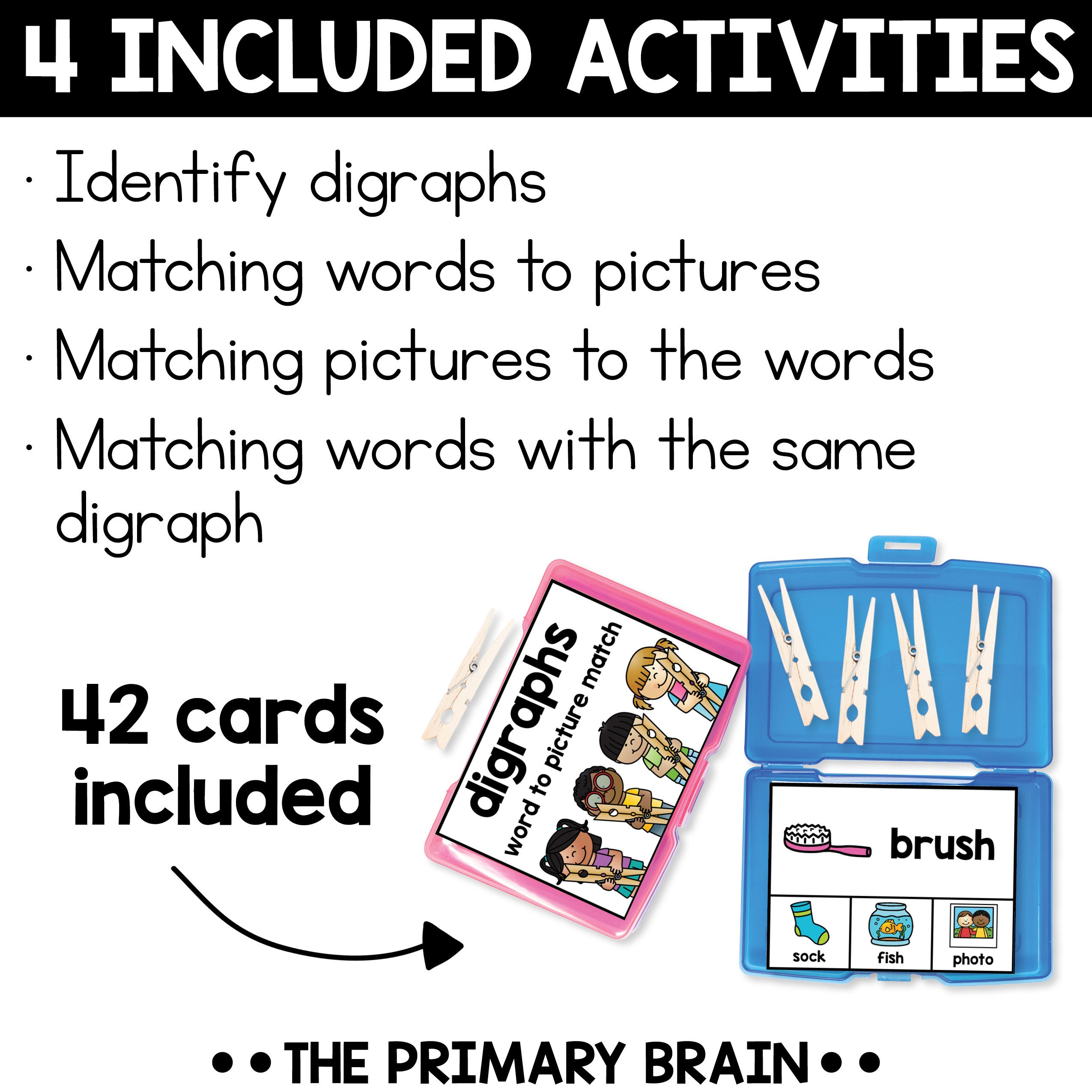 Digraphs Clip Cards for Phonics Task Card Boxes, Literacy Centers ...
