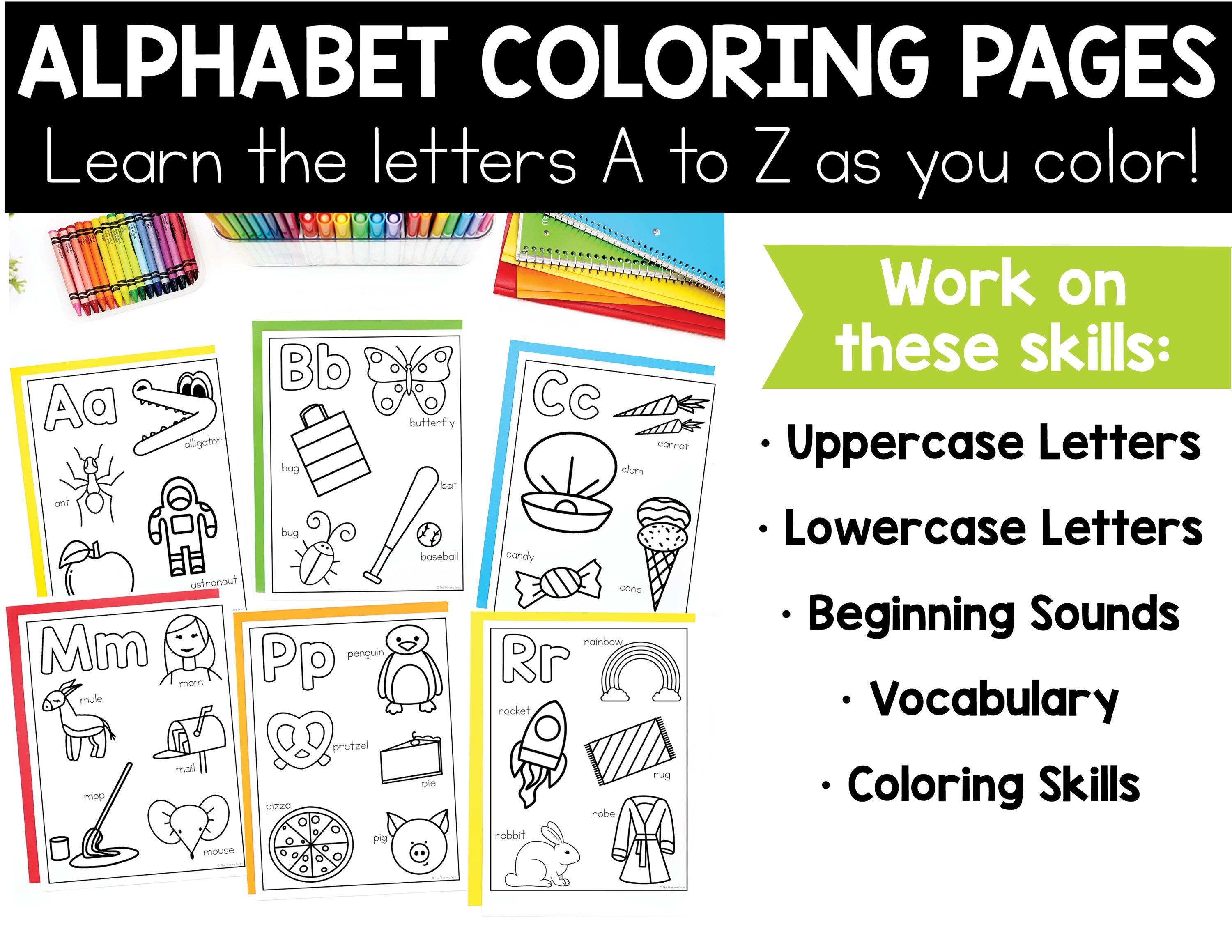 Alphabet Coloring Pages | ABC Beginning Sounds Letter Practice ...