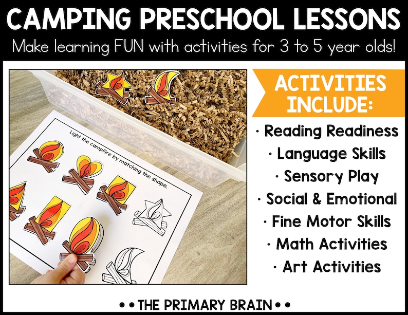 Camping Preschool Activities: Kindergarten Readiness Printables (ages 3 ...