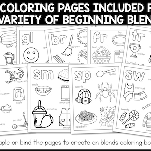 Beginning Blends Coloring Pages | Phonics Coloring Book Sheets - Etsy