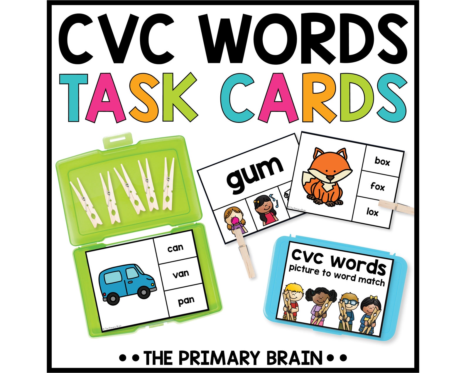 Phonics Clip Cards Bundle: CVC Words, Blends, Digraphs, CVCE, Long ...