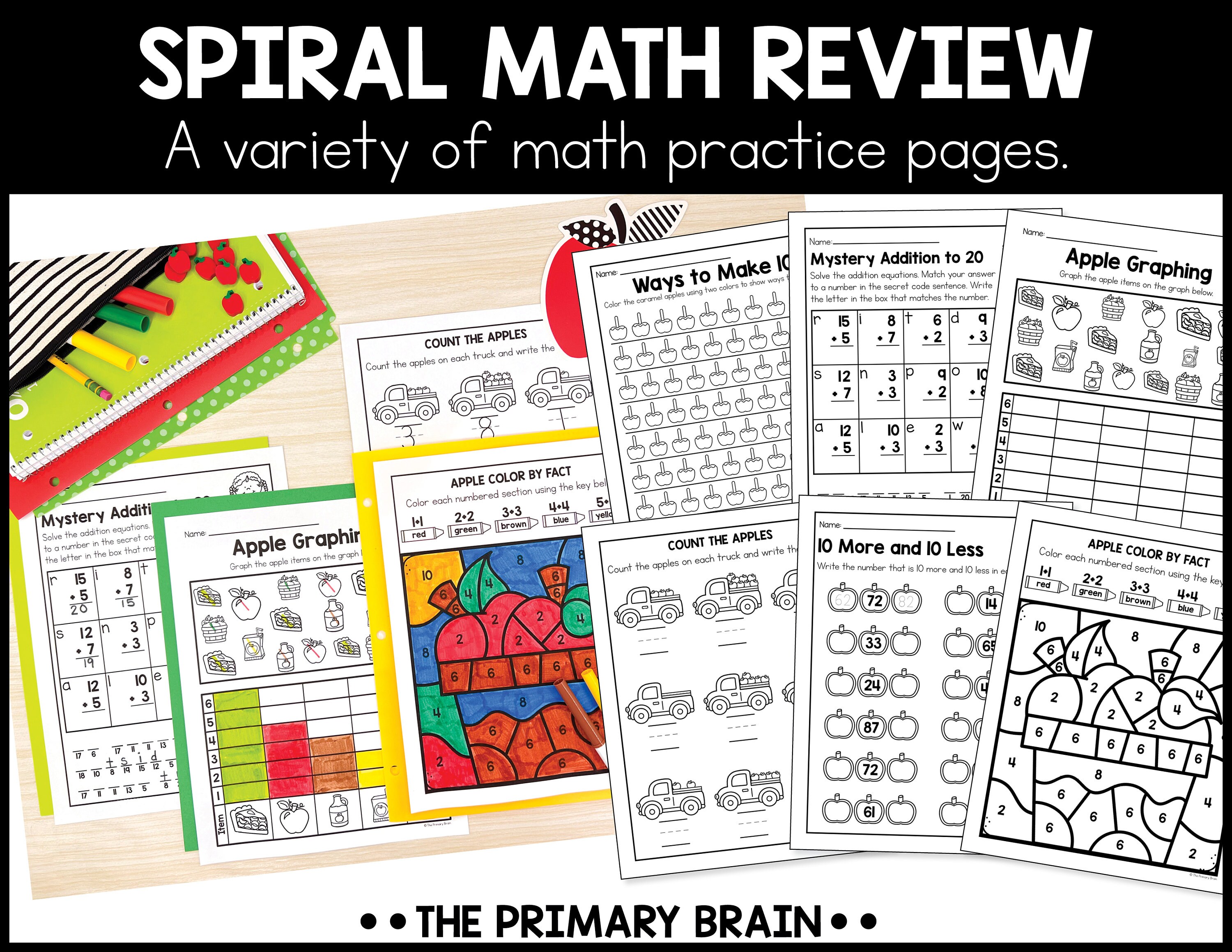 Apple Themed No Prep Activities Packet for Kindergarten and First Grade ...