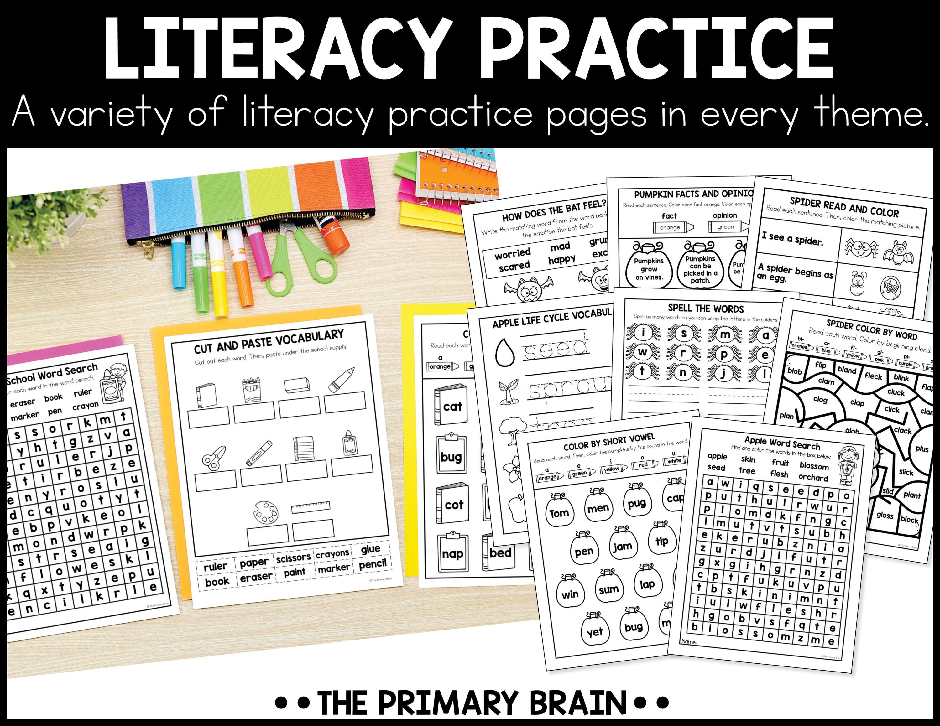 No Prep Activities Packets for First Grade, Thematic Units With One Day ...