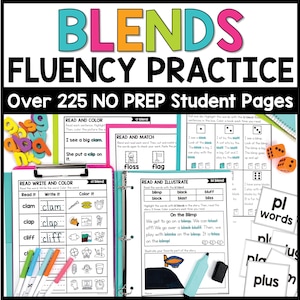 Beginning Blends Fluency NO PREP Phonics Practice Worksheets - Etsy