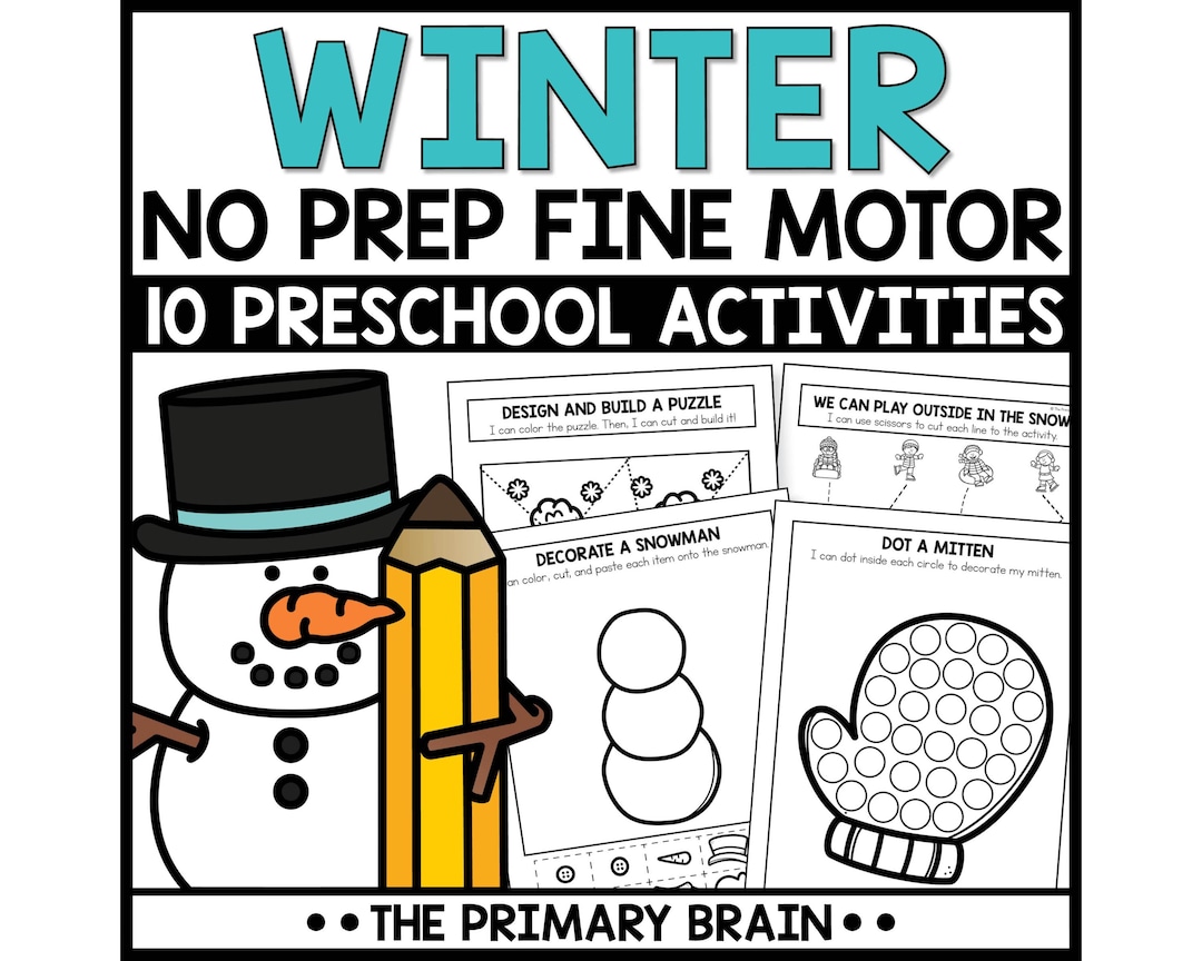 Winter No Prep Fine Motor Worksheets for Preschool and Kindergarten - Etsy