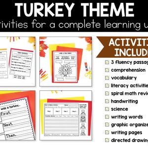 Turkey Thanksgiving Activities: Kindergarten & First Grade (no Prep ...