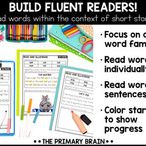 CVC Words Reading Practice Printable Worksheets | NO PREP Phonics ...