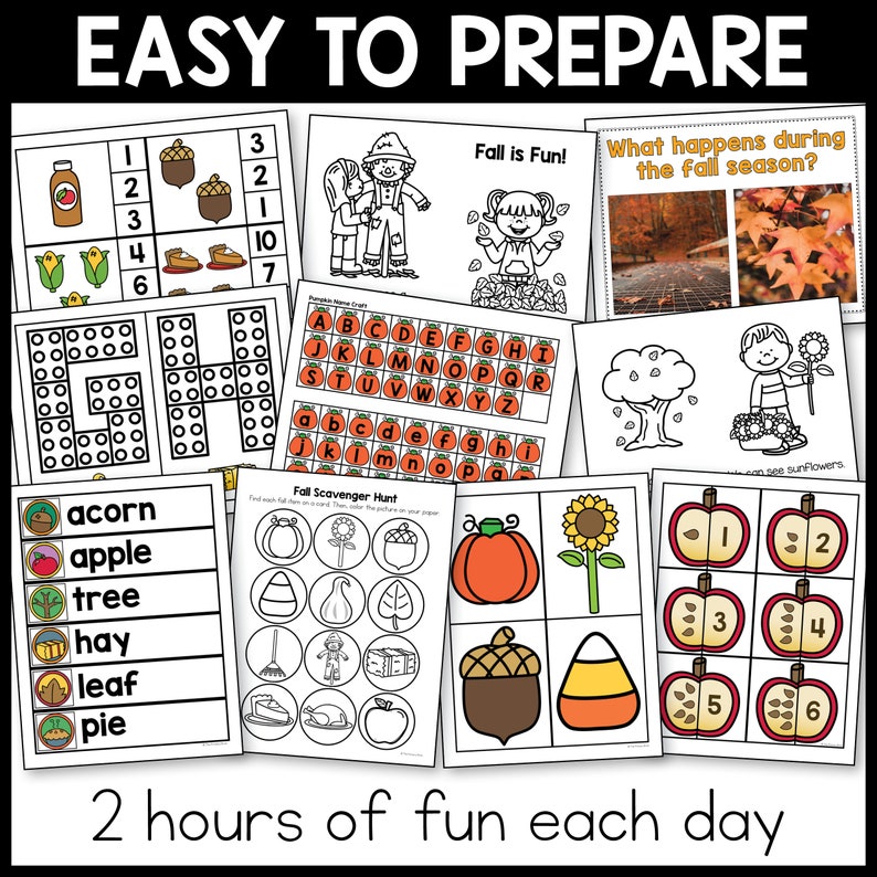 Fall Preschool Activities Daycare Lesson Plans Homeschool - Etsy