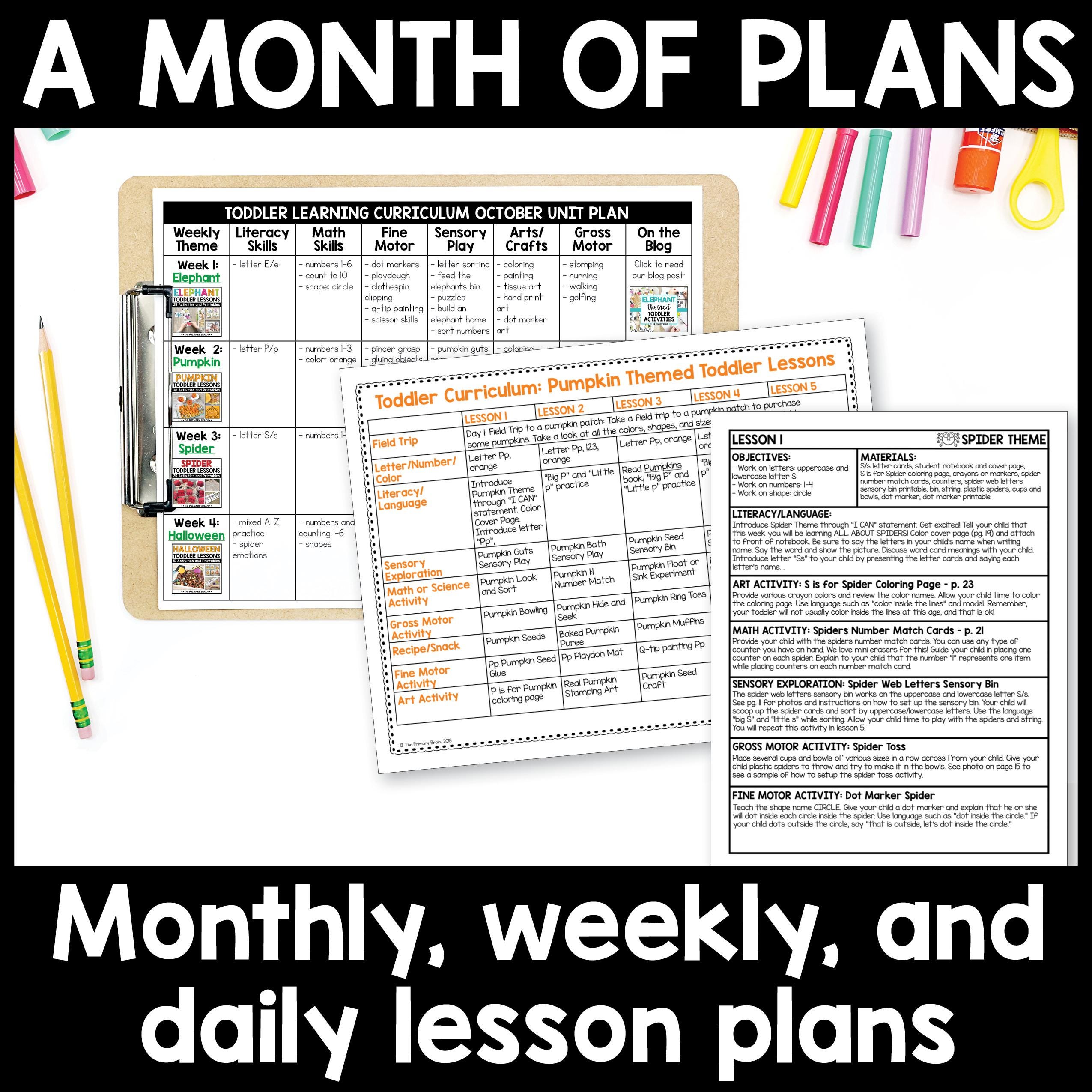 October Toddler Activities Bundle: Preschool Curriculum and Lesson ...