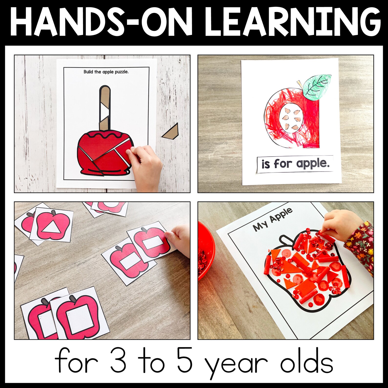 Apple Preschool Activities Pre-k Homeschool Preschool - Etsy