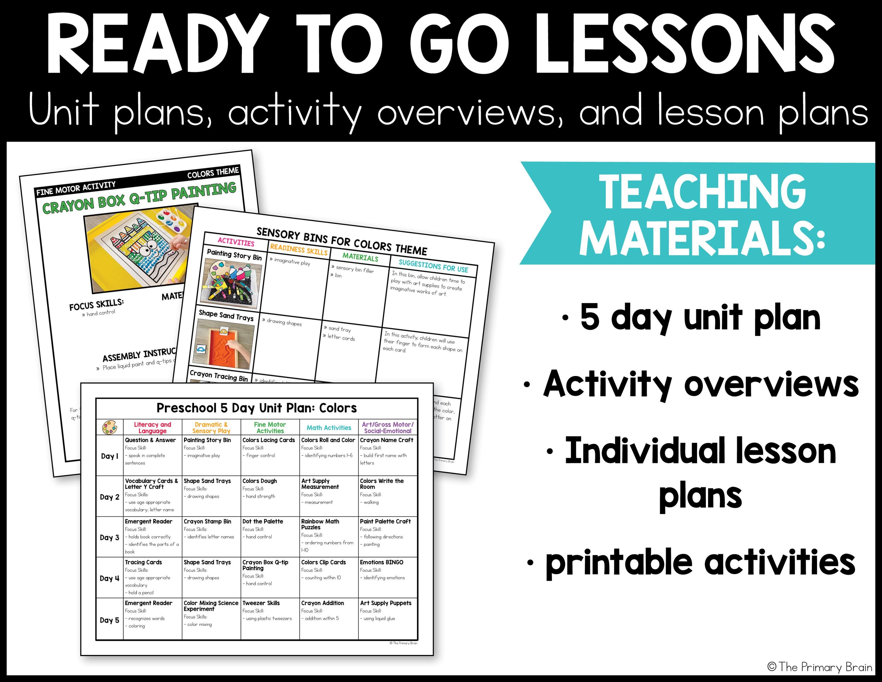 Color Names Preschool Activities: Prek Lesson Plans and Curriculum ...