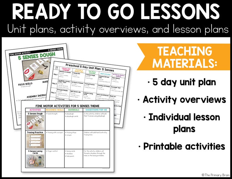 5 Senses Preschool Activities: Preschool & Prek Lesson Plans and ...