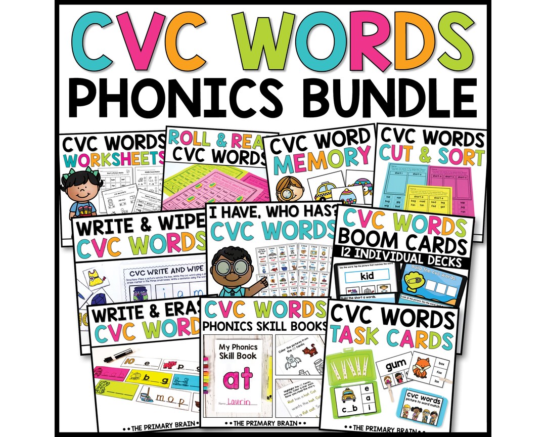 CVC Words Phonics Activities, Independent Practice for Homeschool and ...