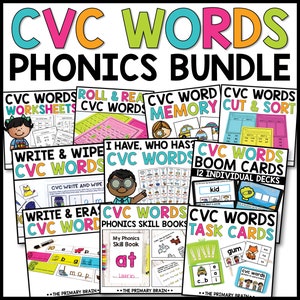 CVC Words Phonics Activities, Independent Practice for Homeschool and ...
