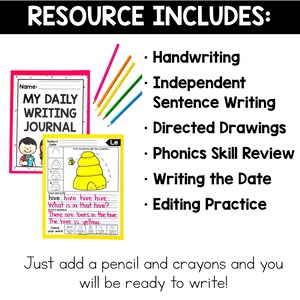 Daily Writing Journal for 1st Grade With Handwriting & Directed ...
