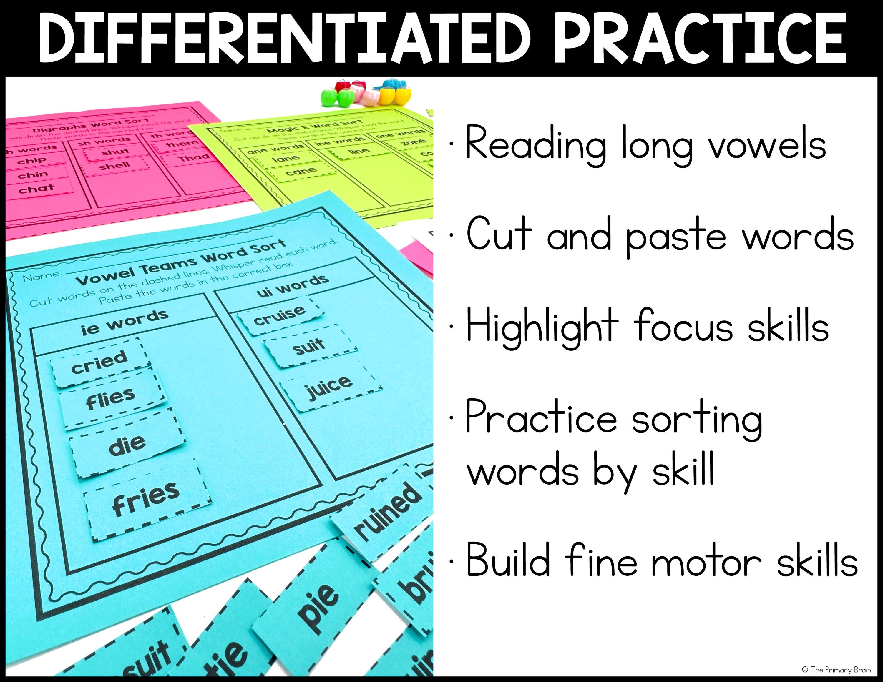Phonics Word Sorts: Kindergarten and First Grade Phonics Skills ...