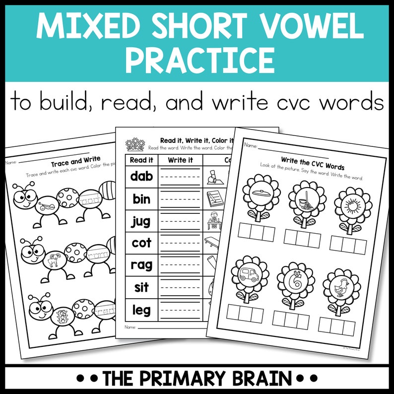 Spring Themed CVC Words Worksheets | Printable Phonics Practice - Etsy