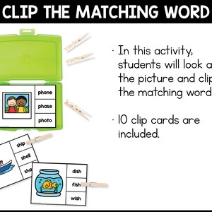 Digraphs Clip Cards for Phonics Task Card Boxes, Literacy Centers ...