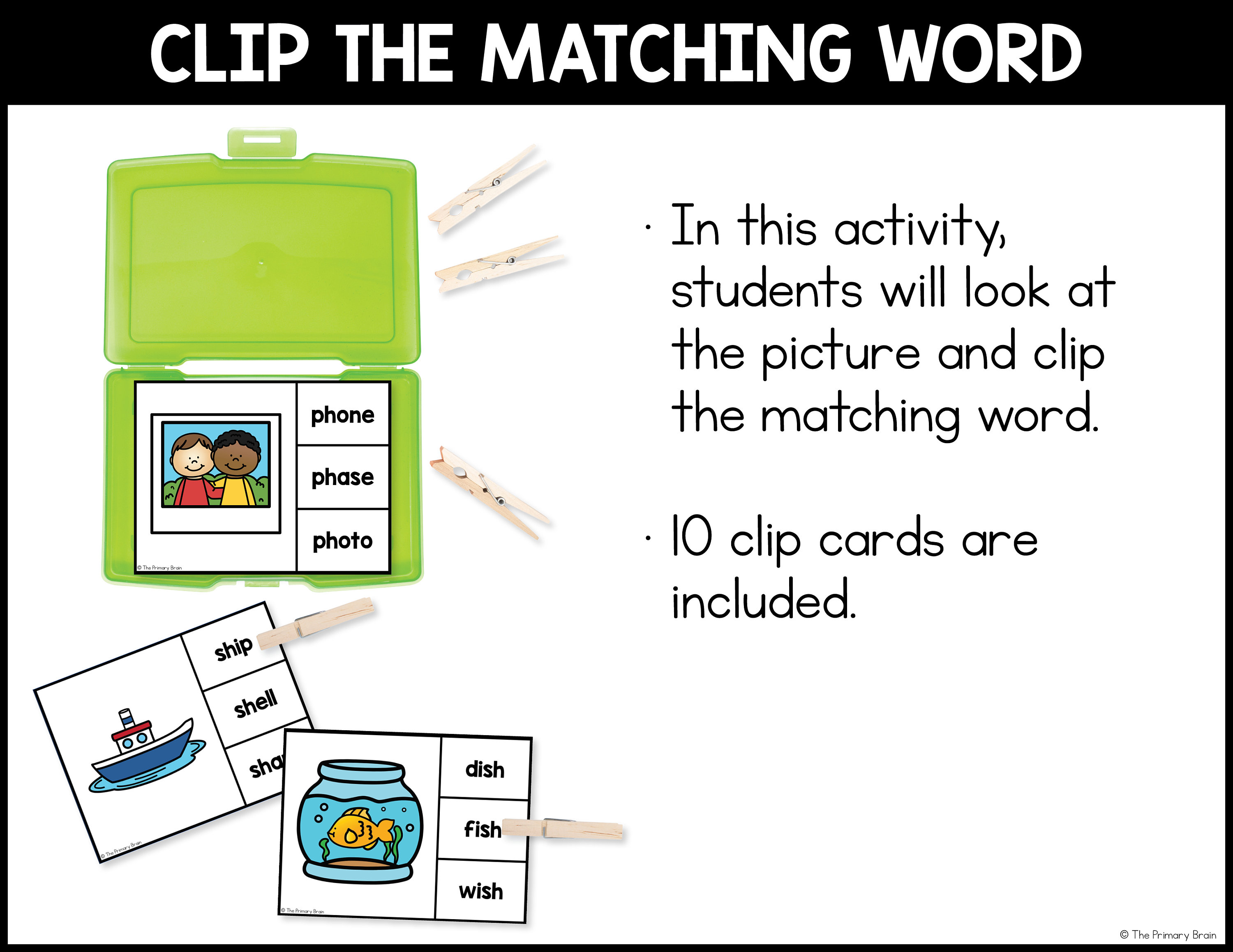 Digraphs Clip Cards for Phonics Task Card Boxes, Literacy Centers ...