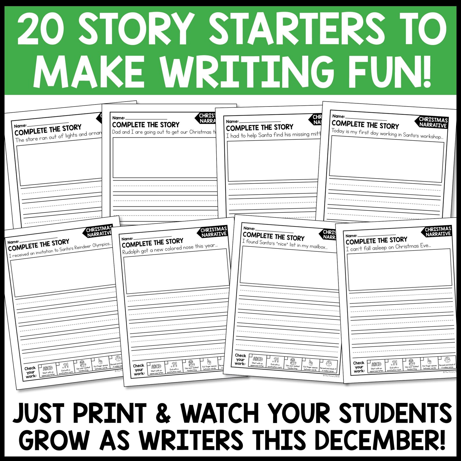 Christmas Story Writing Prompts: December Writing Activities (PDF) - Etsy