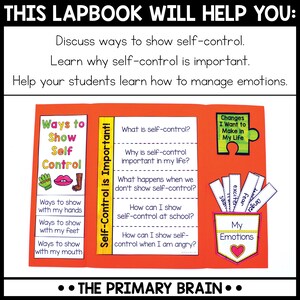 Self-control Lapbook Activity, Social Emotional Learning Writing Craft ...