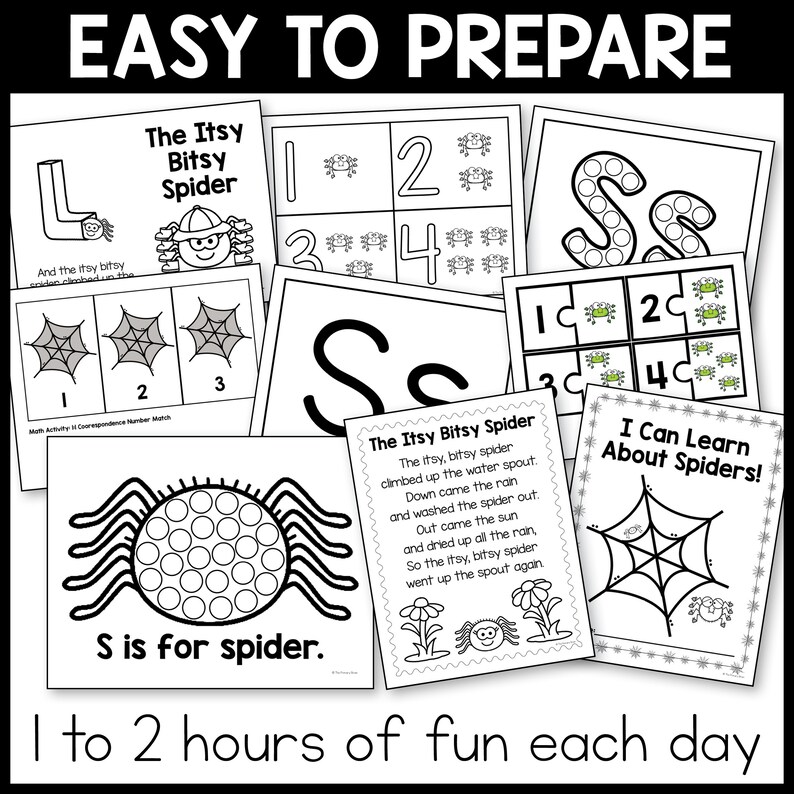 Spider Toddler Activities Tot School Lesson Plans - Etsy