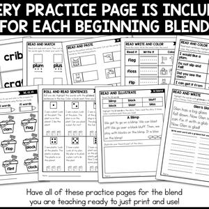Beginning Blends Fluency NO PREP Phonics Practice Worksheets - Etsy