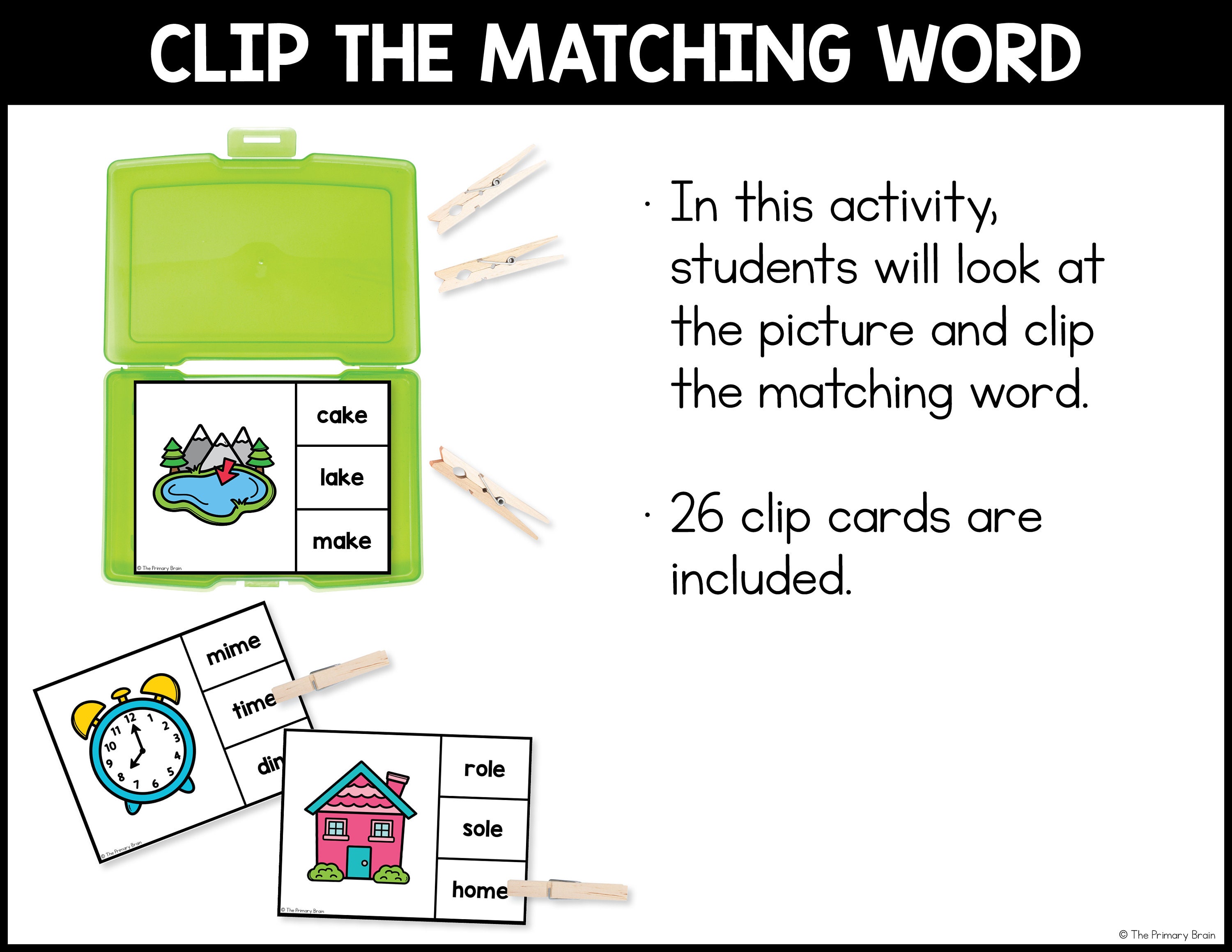 CVCE Words Clip Cards for Phonics Task Card Boxes, Literacy Centers ...