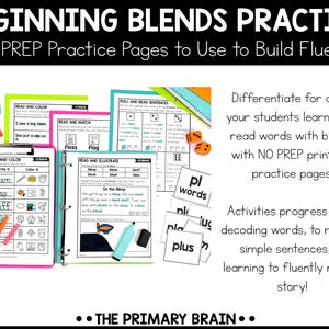 Beginning Blends Fluency NO PREP Phonics Practice Worksheets - Etsy