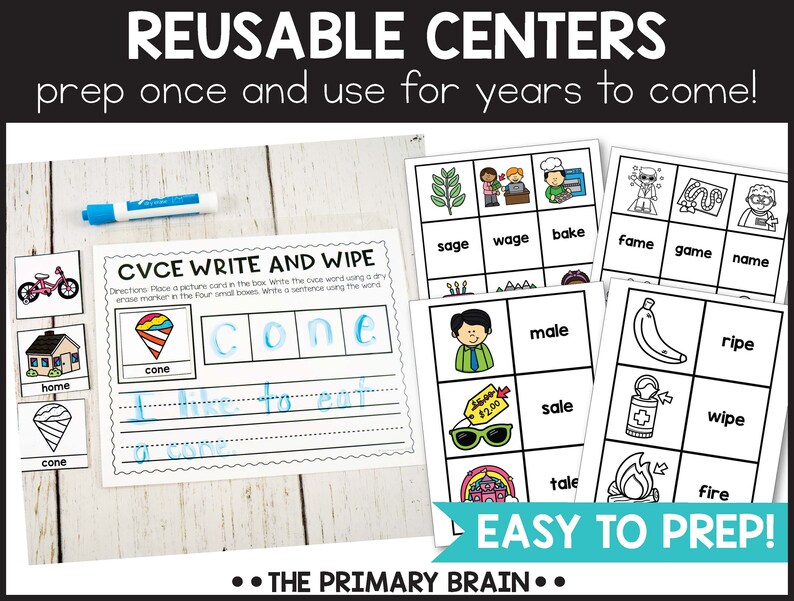 CVCE and Magic E Phonics Skills Bundle, Hands-on Independent Practice ...
