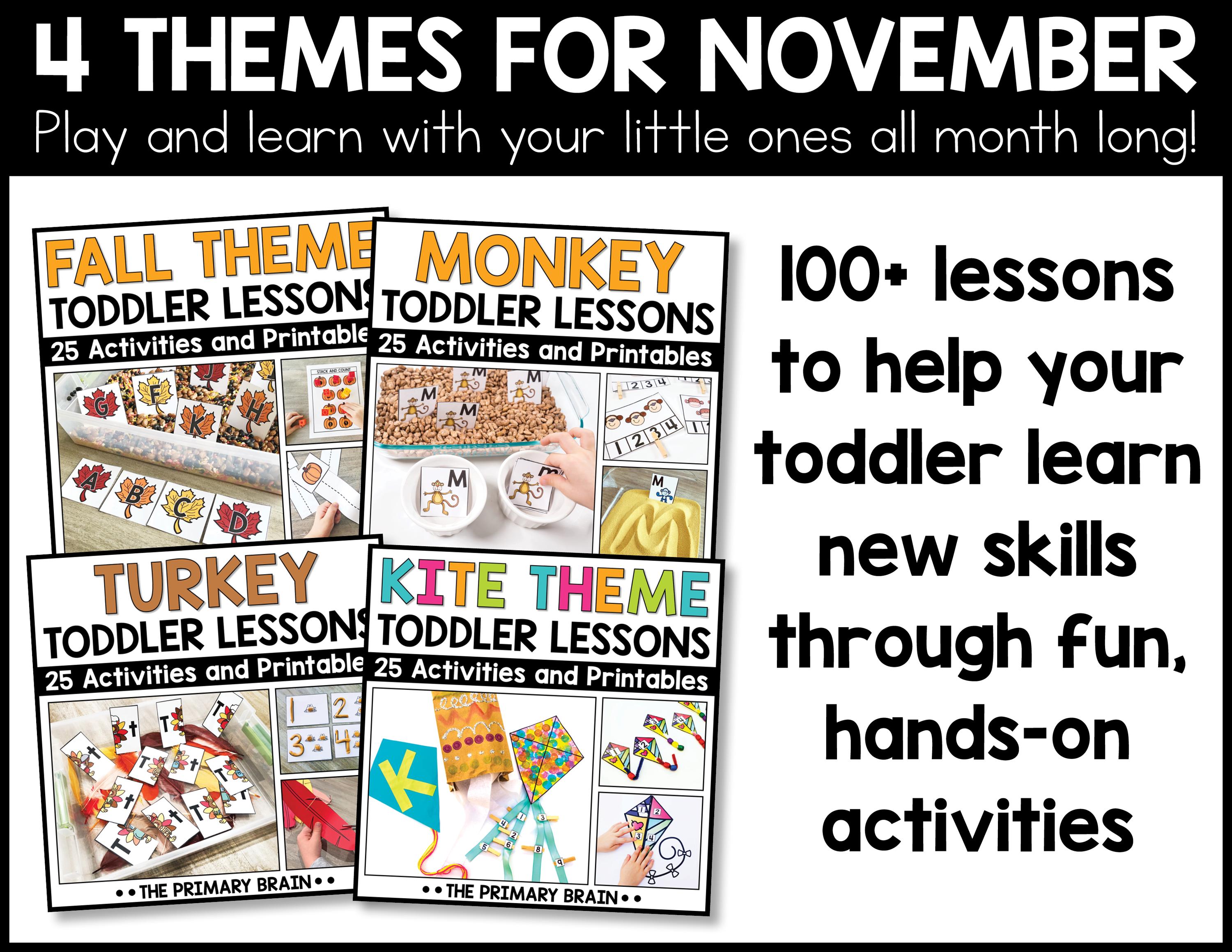 November Toddler Activities Bundle: Preschool Curriculum and Lesson ...