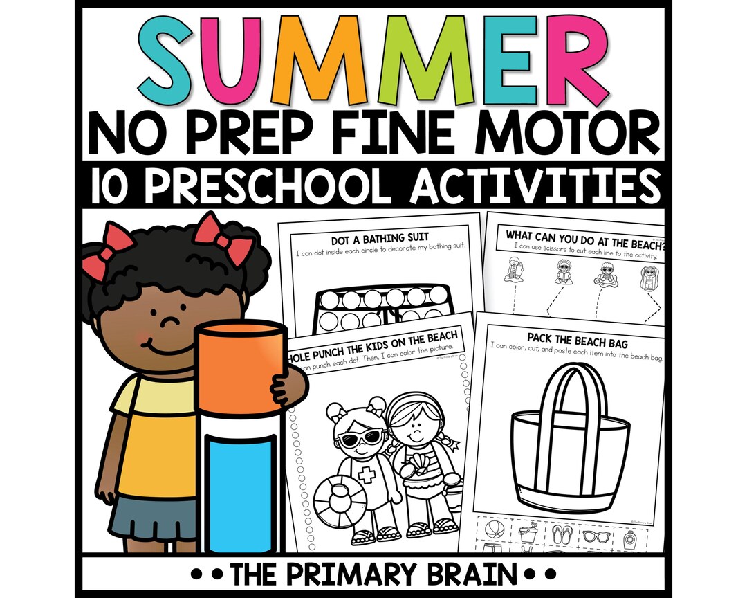 Summer No Prep Fine Motor Worksheets for Preschool and Kindergarten - Etsy