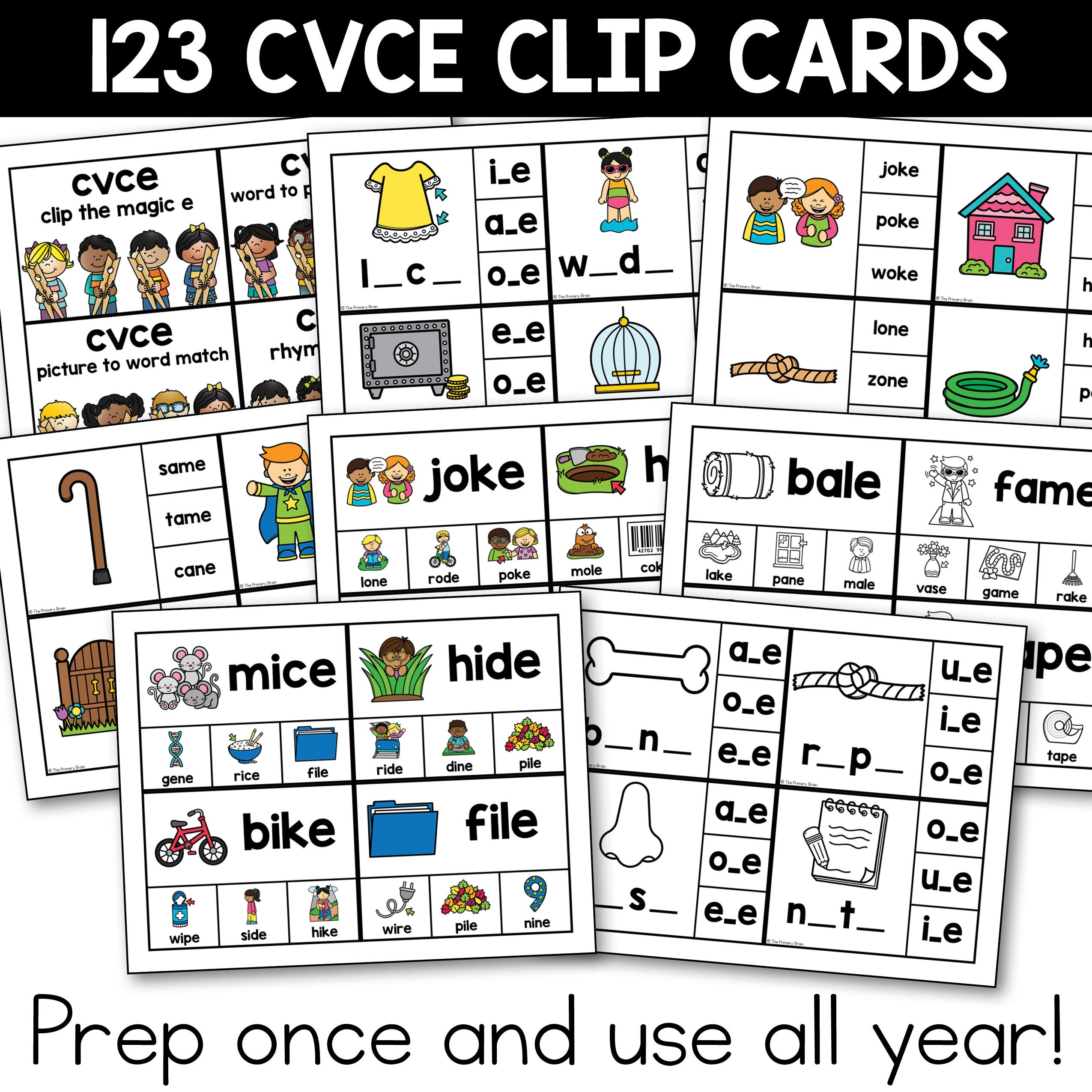 CVCE Words Clip Cards for Phonics Task Card Boxes, Literacy Centers ...