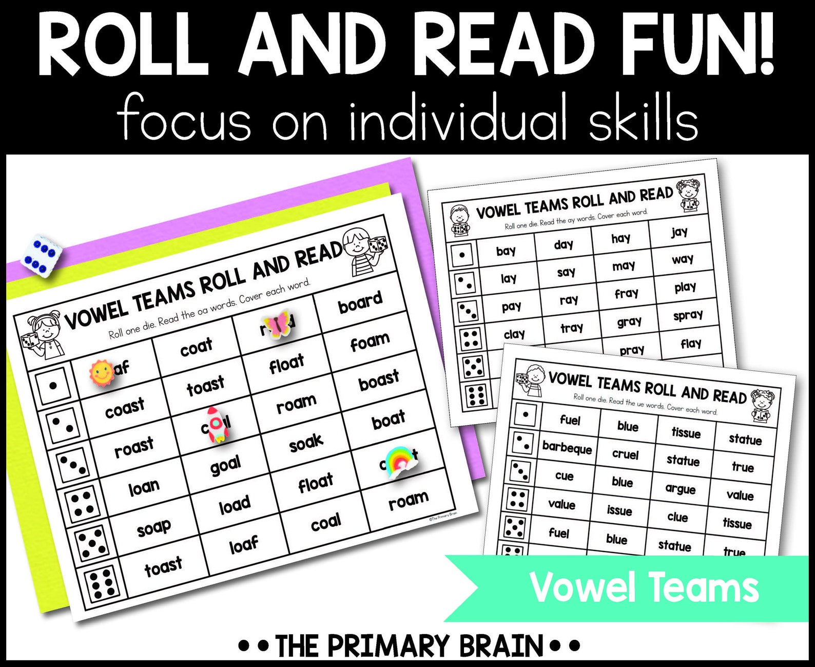 Long Vowel Teams Phonics Skills Bundle, Hands-on Independent Practice ...