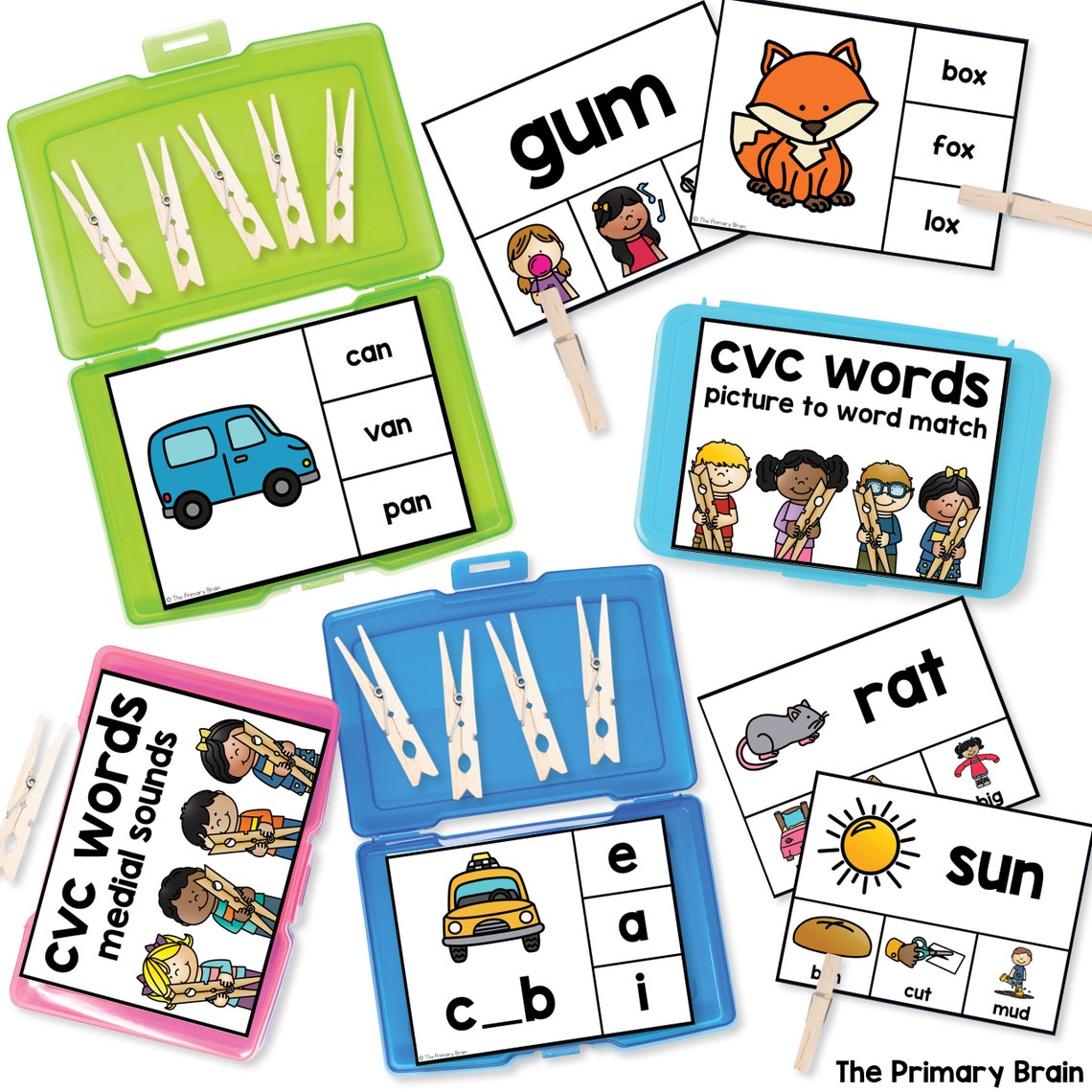 CVC Words Clip Cards for Task Card Boxes Literacy Centers - Etsy