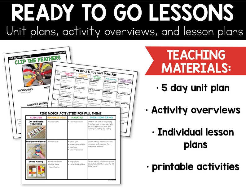 Fall Preschool Curriculum: 5-day Curriculum With Lesson Plans (digital ...