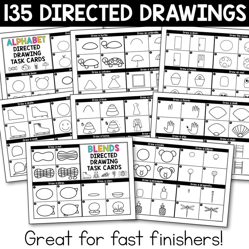 Directed Drawing Task Cards | Learn to Draw Printable Activities ...