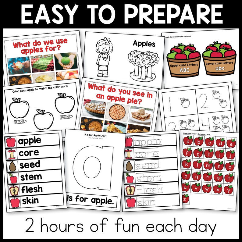 Apple Preschool Activities Pre-k Homeschool Preschool - Etsy