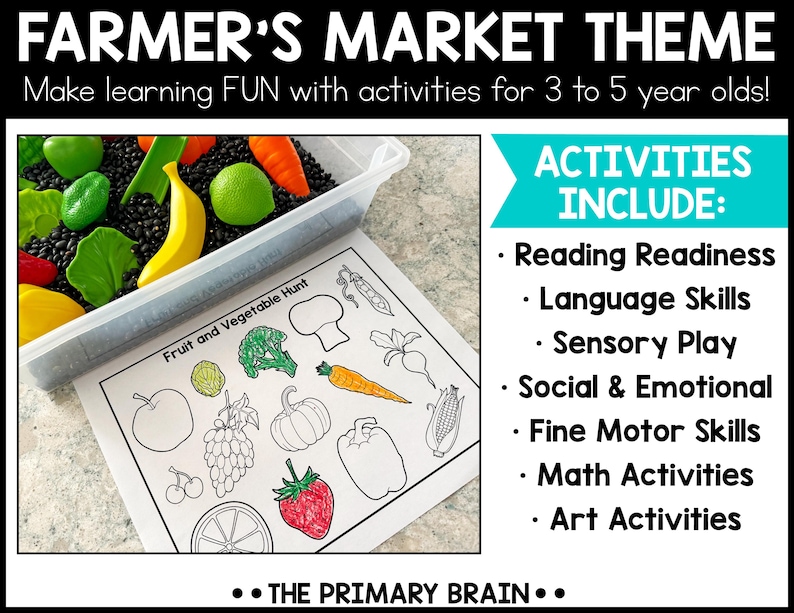 Farmer's Market Preschool Curriculum: Fruits & Vegetables Activities ...