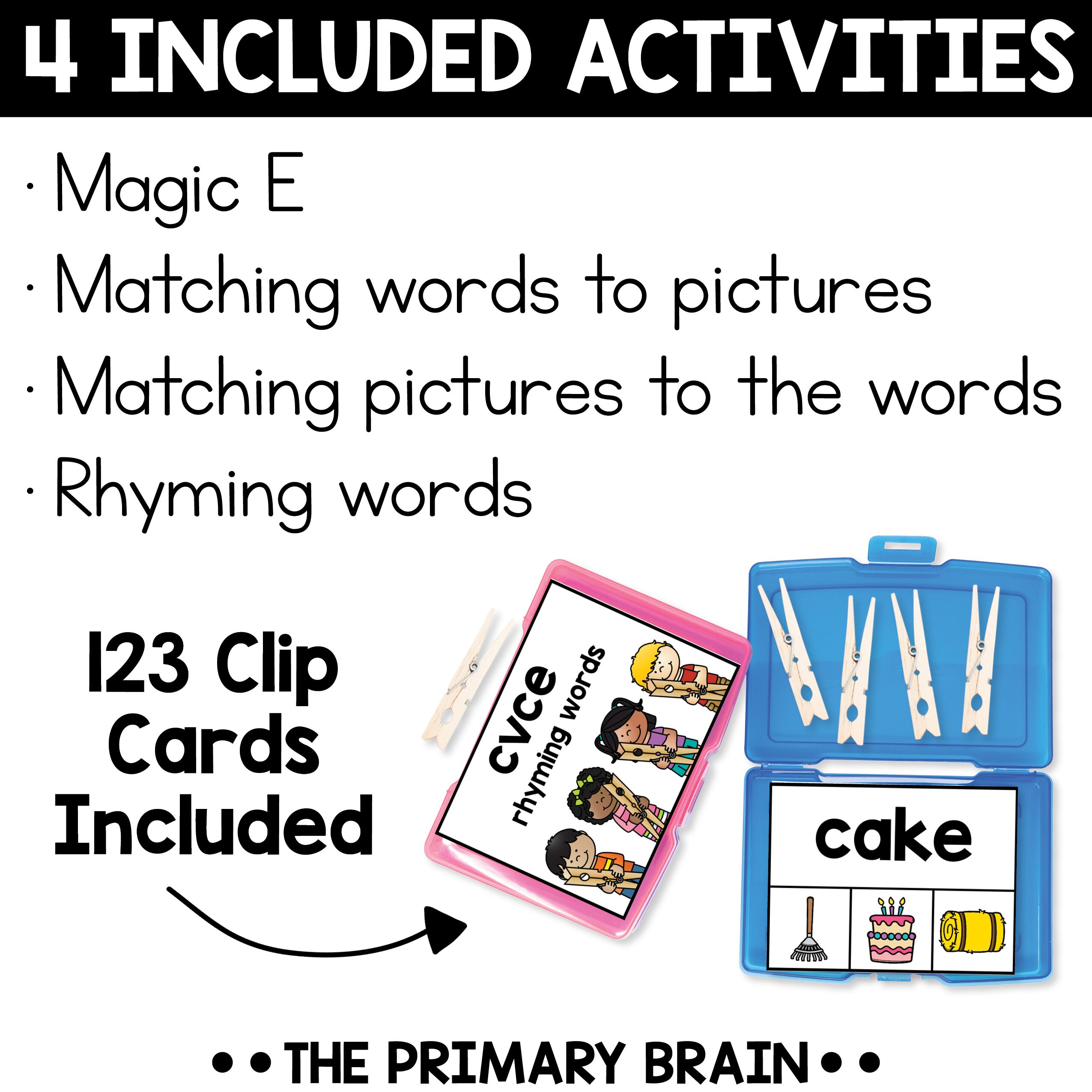 CVCE Words Clip Cards for Phonics Task Card Boxes, Literacy Centers ...