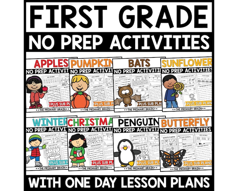 No Prep Activities Packets for First Grade, Thematic Units With One Day ...