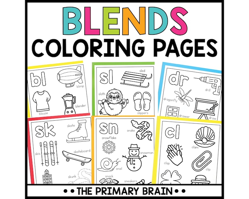 Beginning Blends Coloring Pages | Phonics Coloring Book Sheets - Etsy