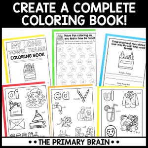 Long Vowel Coloring Pages | Vowel Teams Coloring Book | Phonics ...
