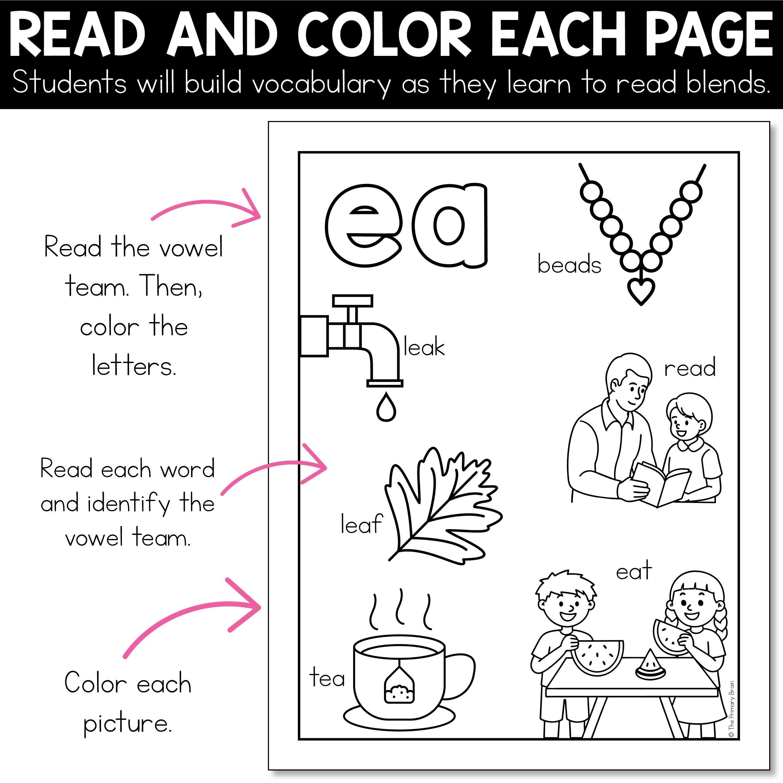 Phonics Coloring Book Pages: Kindergarten and First Grade Phonics for ...
