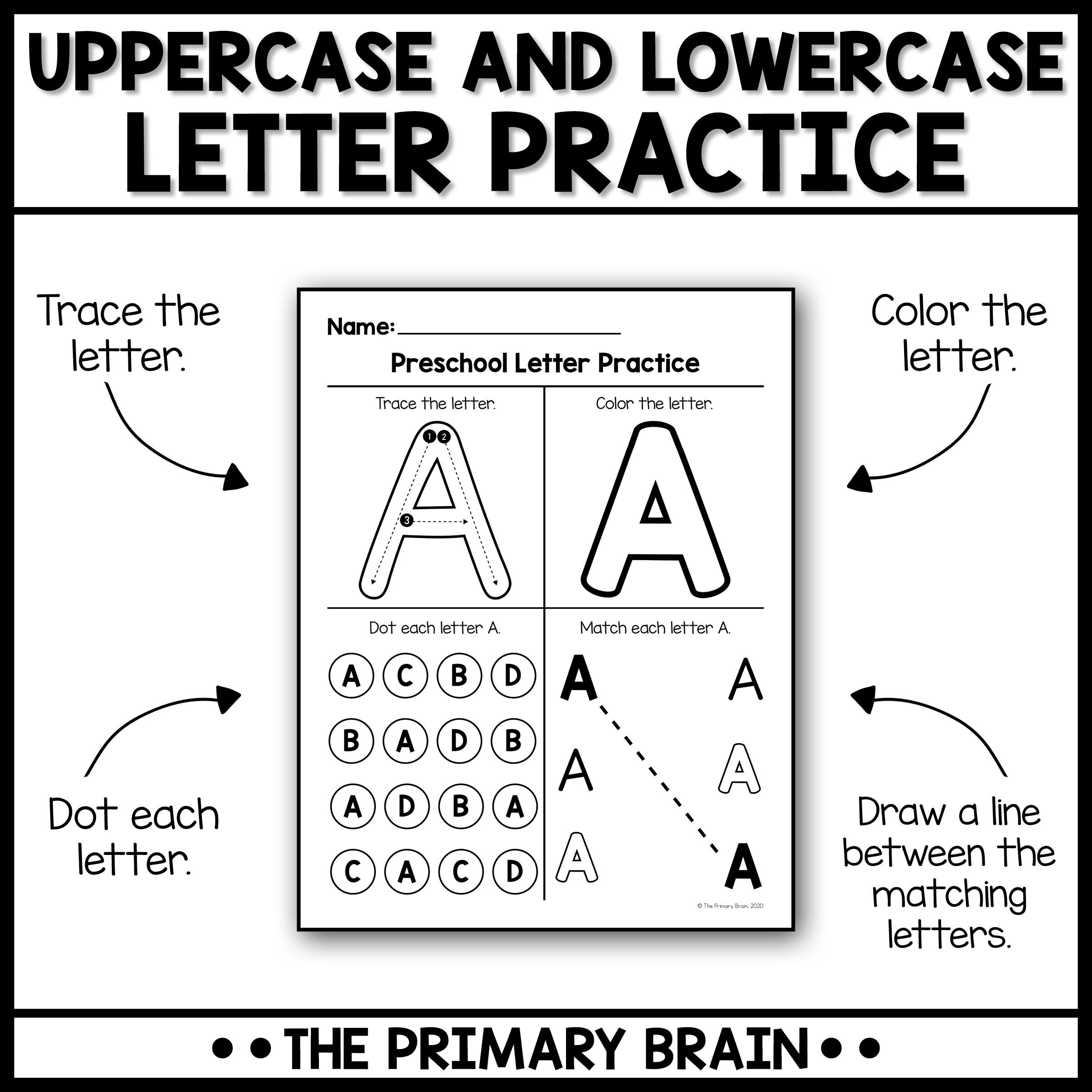 Preschool Alphabet Worksheets, Uppercase and Lowercase Letter Practice ...