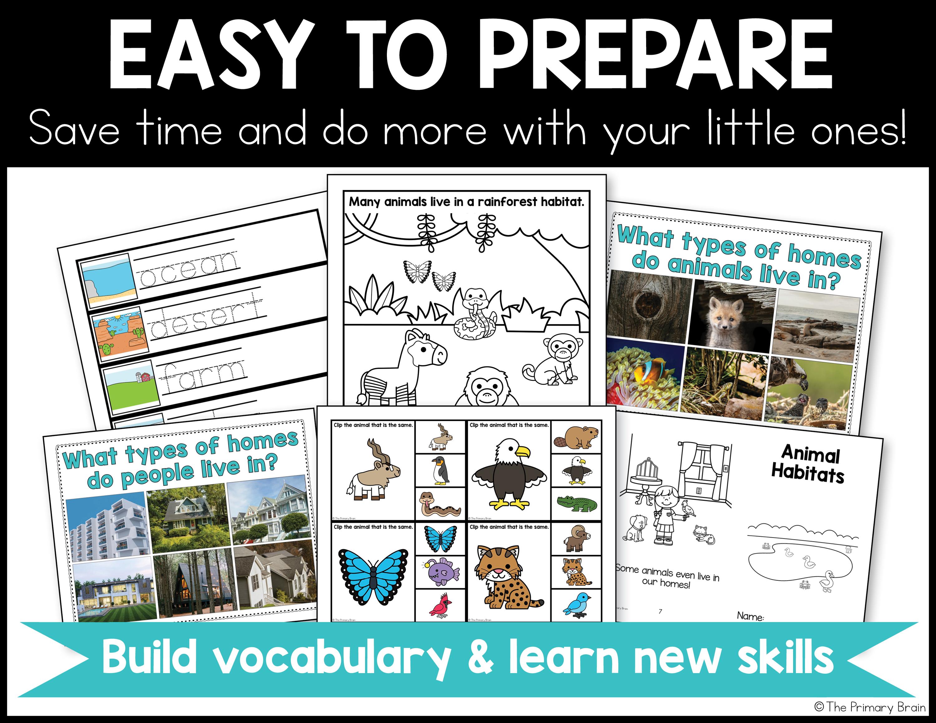Habitats Preschool Activities | Animal Homes Pre-k Homeschool Preschool ...