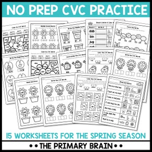 Spring Themed CVC Words Worksheets | Printable Phonics Practice - Etsy ...